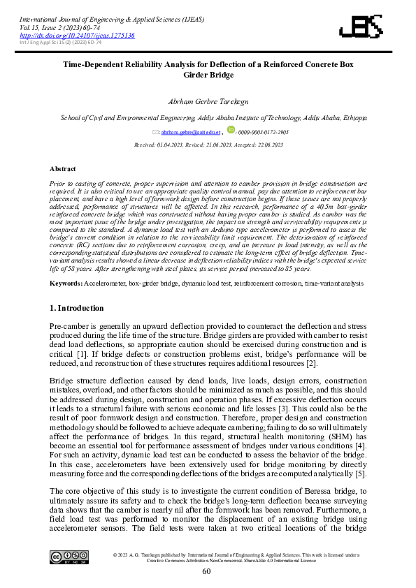 (PDF) Time-Dependent Reliability Analysis for Deflection of a Reinforced Concrete Box Girder Bridge