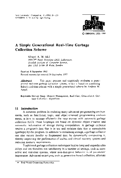 (PDF) A simple generational real-time garbage collection scheme