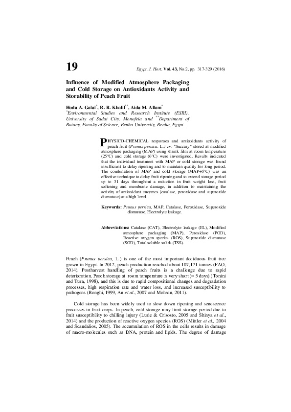 (PDF) Influence of Modified Atmosphere Packaging and Cold Storage on ...
