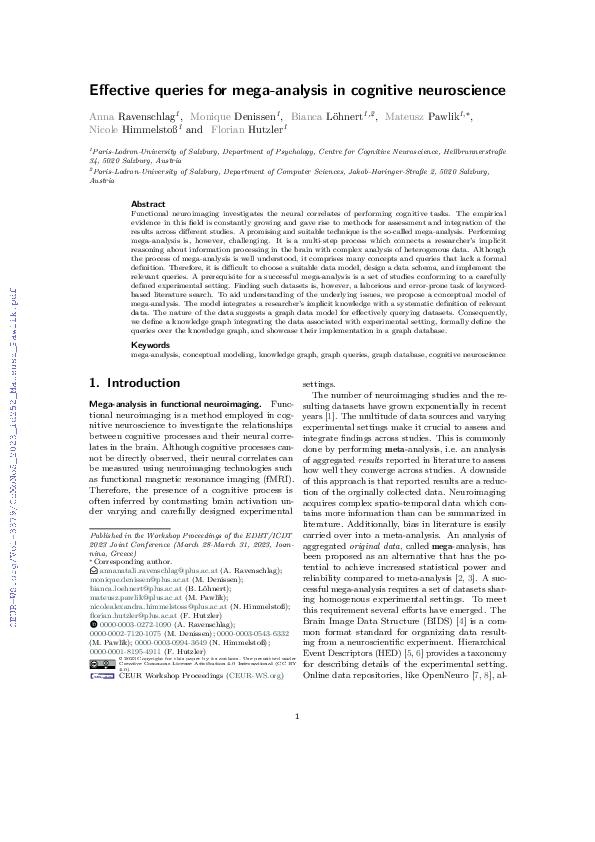 (PDF) Effective queries for mega-analysis in cognitive neuroscience