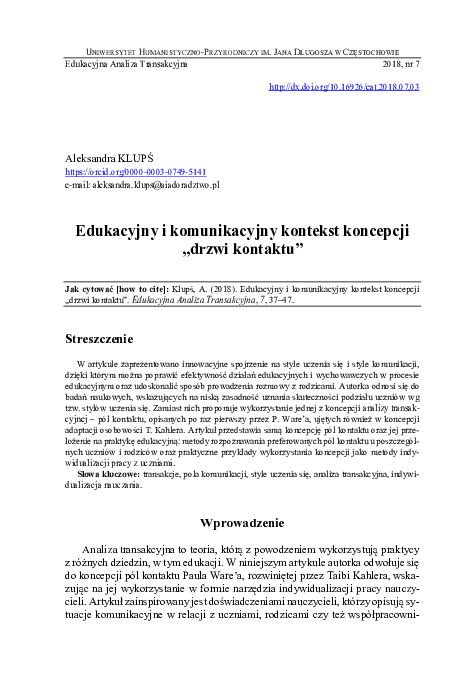 (PDF) The concept of Communication Door as a tool to assist students in ...