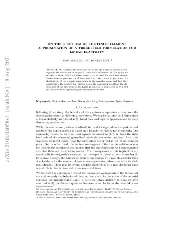 (PDF) On the spectrum of the finite element approximation of a three field formulation for ...