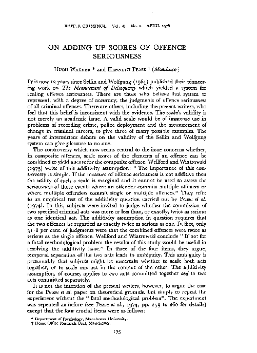 (PDF) On Adding Up Scores of Offence Seriousness