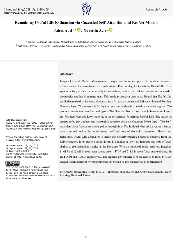 (PDF) Remaining useful life estimation via Cascaded Self-Attention and ResNet models
