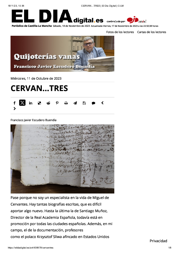 (PDF) CERVAN…TRES: NUEVO DOCUMENTO SOBRE MIGUEL LÓPEZ DE CERVANTES EN ...