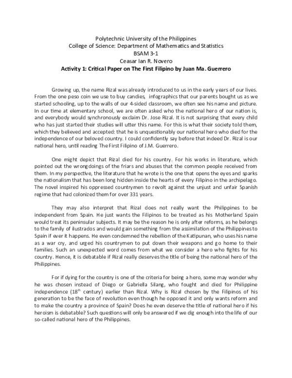 (DOC) The First Filipino