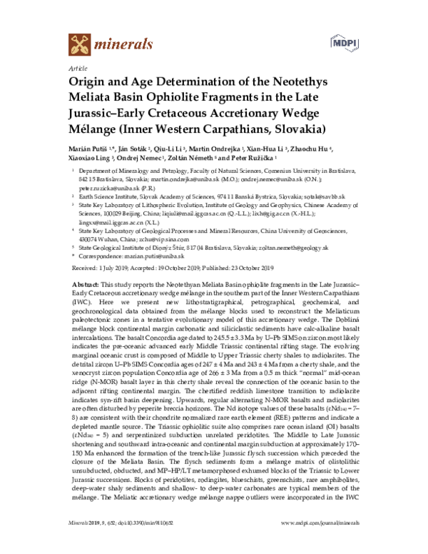 (PDF) Origin and Age Determination of the Neotethys Meliata Basin ...