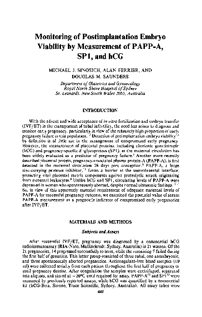 (PDF) Monitoring of Postimplantation Embryo Viability by Measurement of ...