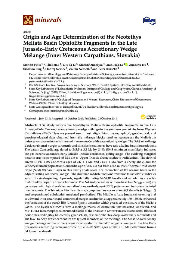 (PDF) Origin and Age Determination of the Neotethys Meliata Basin ...