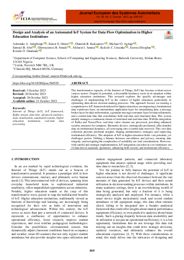 (PDF) Design and Analysis of an Automated IoT System for Data Flow Optimization in Higher ...