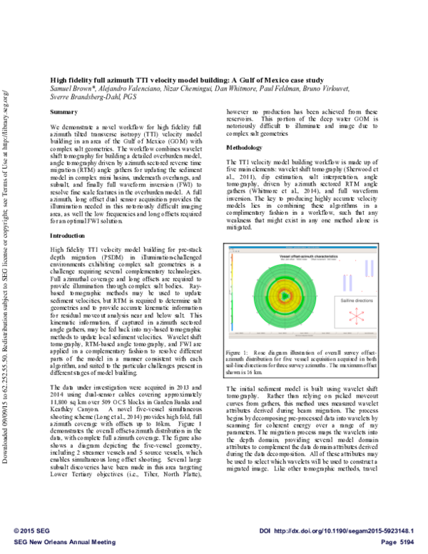 (PDF) High fidelity full azimuth TTI velocity model building: A Gulf of ...
