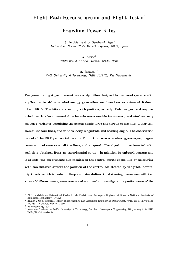 Pdf Flight Path Reconstruction And Flight Test Of Four Line Power Kites