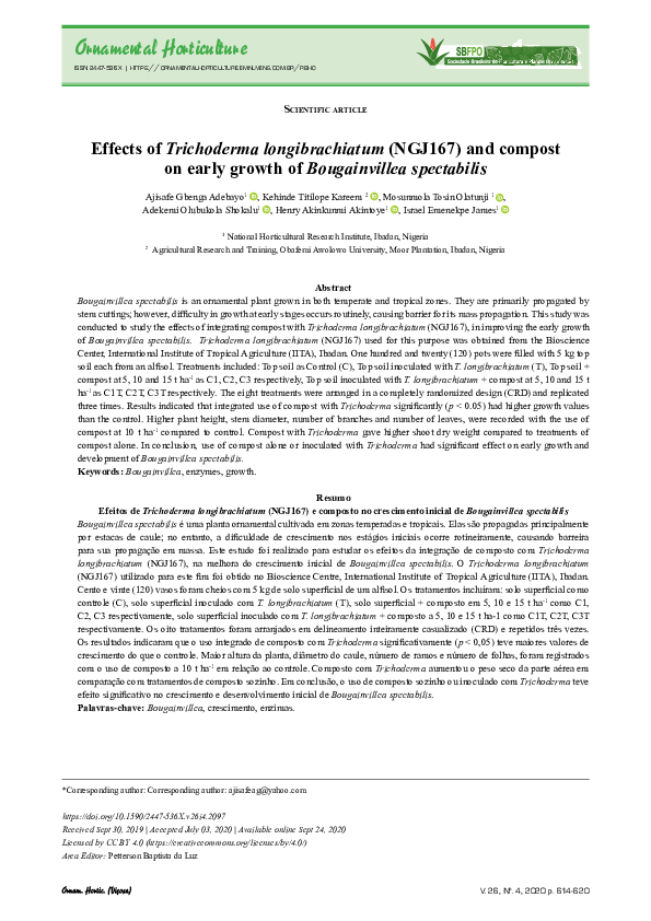 (PDF) Effects of Trichoderma longibrachiatum (NGJ167) and compost on early growth of ...