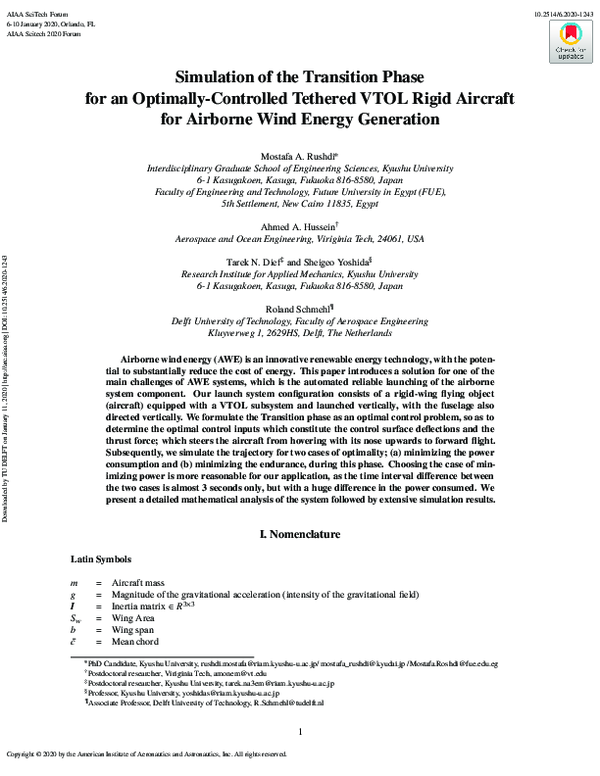 (PDF) Simulation of the Transition Phase for an Optimally-Controlled Tethered VTOL Rigid ...