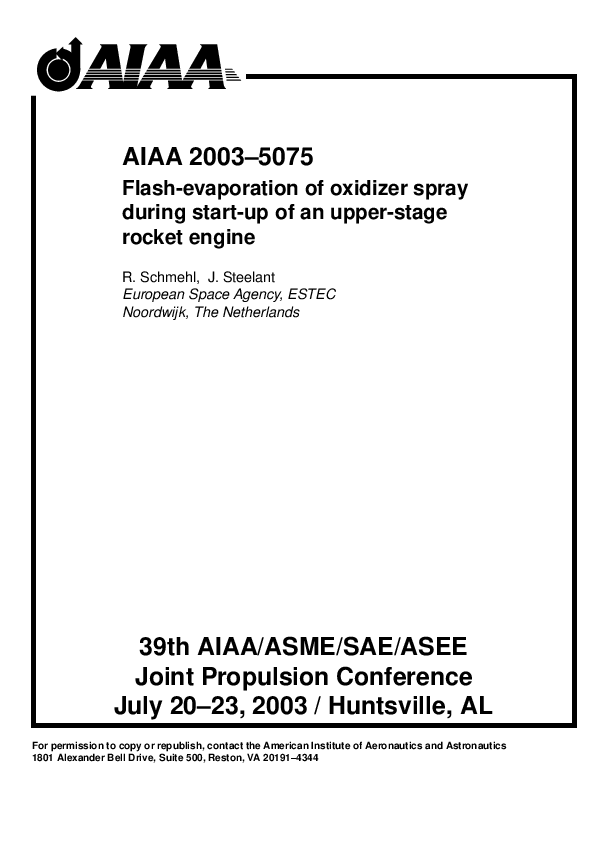 (PDF) Flash-Evaporation of Oxidizer Spray During Start-Up of an Upper ...