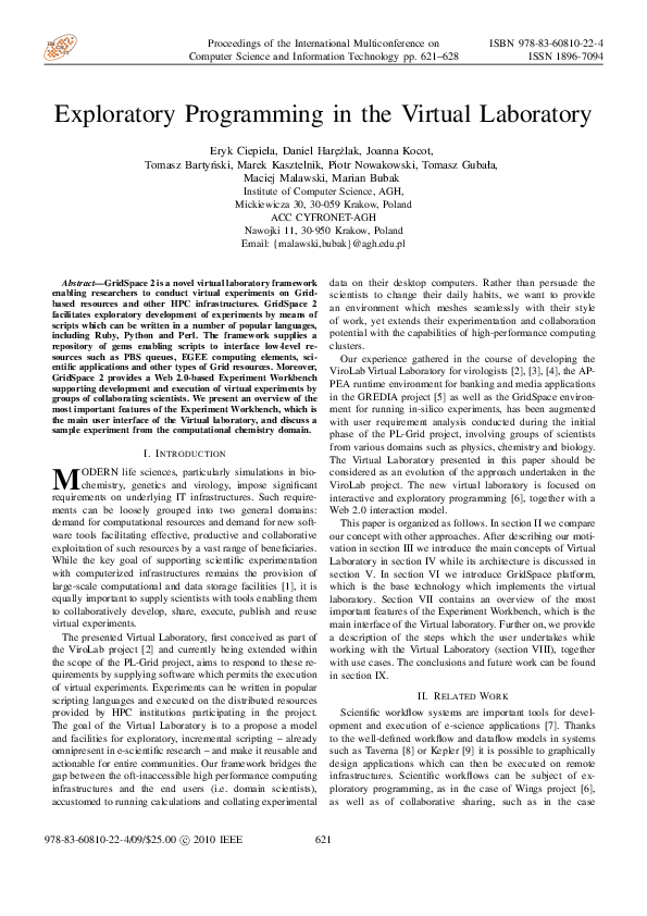 (PDF) Exploratory programming in the virtual laboratory | Joanna Kocot ...