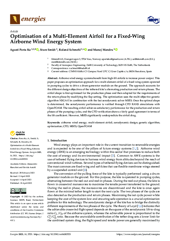 (PDF) Optimisation of a Multi-Element Airfoil for a Fixed-Wing Airborne ...