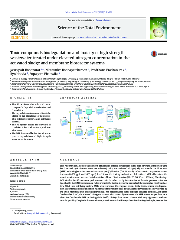 (PDF) Toxic compounds biodegradation and toxicity of high strength ...