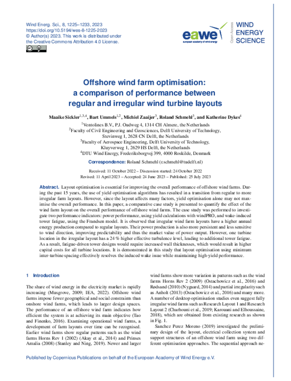 Pdf Offshore Wind Farm Optimisation A Comparison Of Performance
