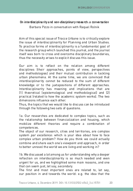 (PDF) On interdisciplinarity and non-disciplinary research: a conversation