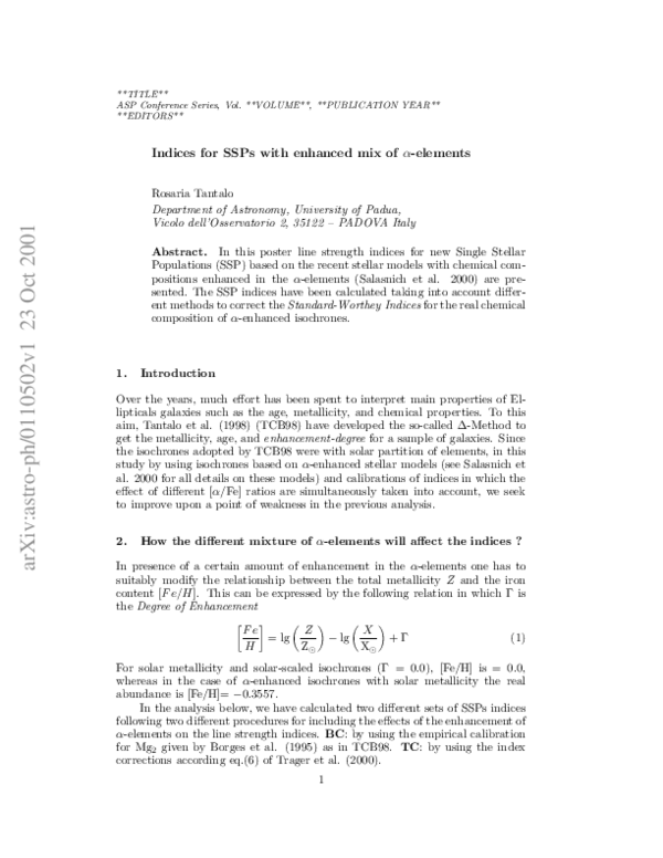 (PDF) Indices for SSPs with Enhanced Mix of alpha-Elements