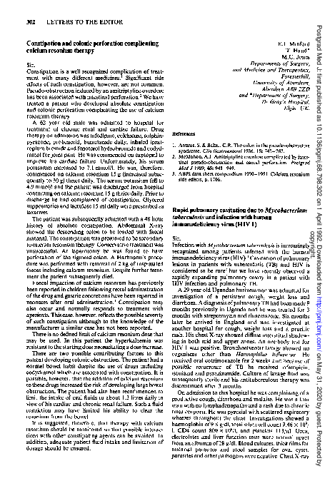 (PDF) Constipation and colonic perforation complicating calcium ...