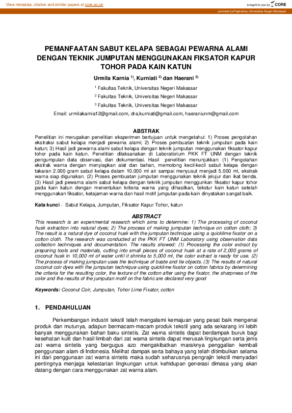 (PDF) Pemanfaatan Sabut Kelapa Sebagai Pewarna Alami dengan Teknik ...