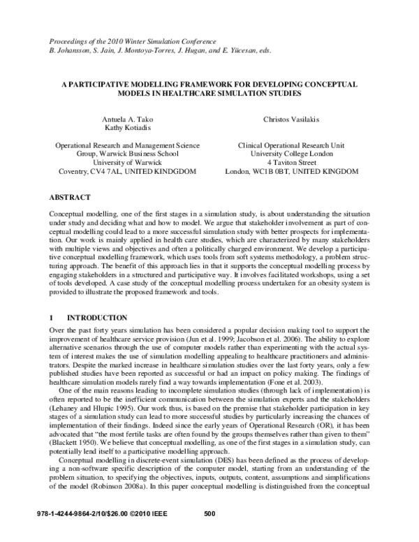 (PDF) A participative modelling framework for developing conceptual models in healthcare ...