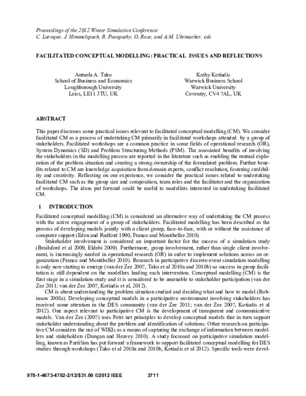(PDF) Facilitated conceptual modelling: practical issues and reflections | Antuela Tako ...