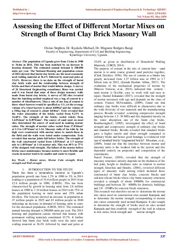 (PDF) Assessing the Effect of Different Mortar Mixes on Strength of ...
