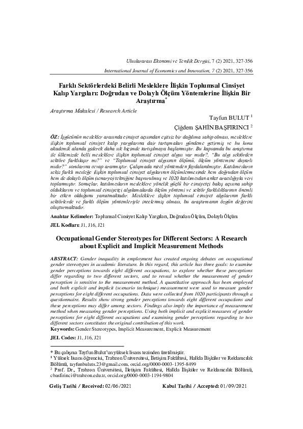 (PDF) Occupational Gender Stereotypes for Different Sectors: A Research ...
