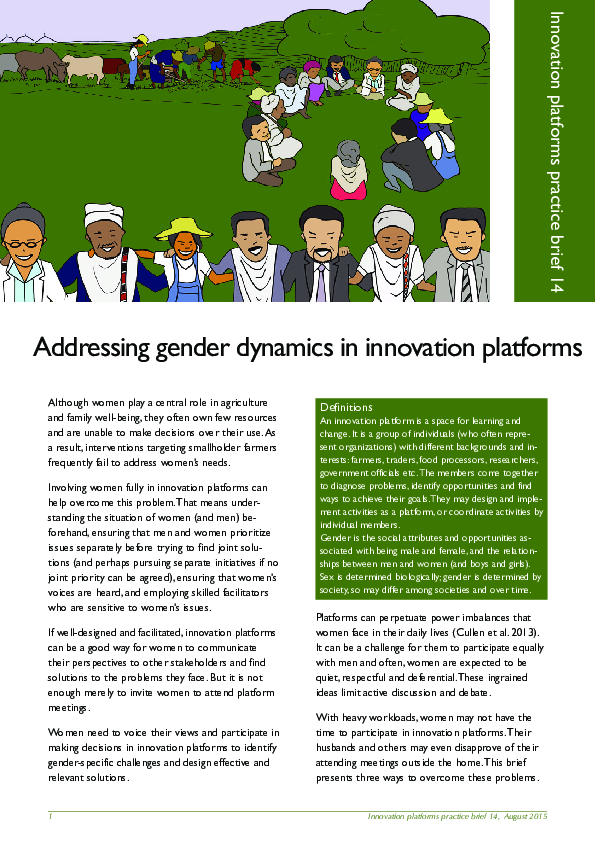 (PDF) Addressing gender dynamics in innovation platforms
