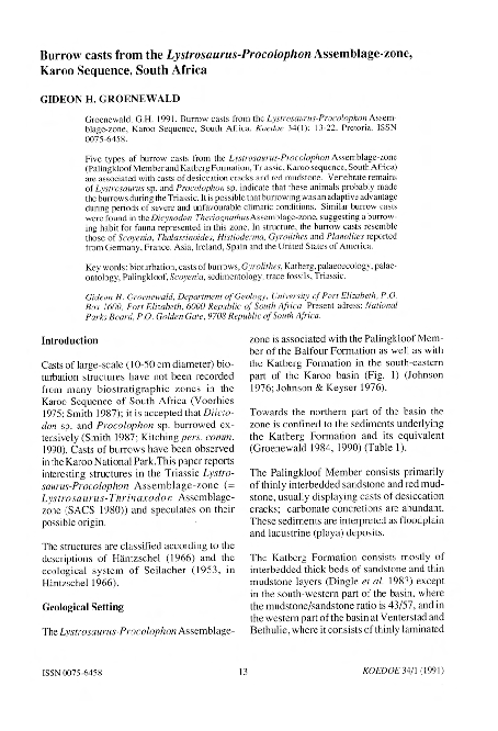(PDF) Burrow casts from the Lystrosaurus-Procolophon Assemblage-zone ...