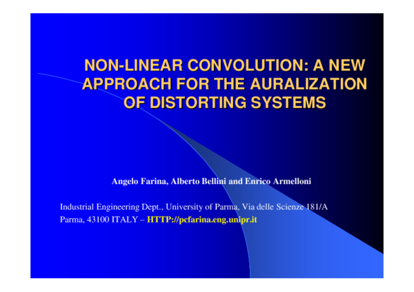 (PDF) Not-Linear Convolution: A New Approach For The Auralization Of ...