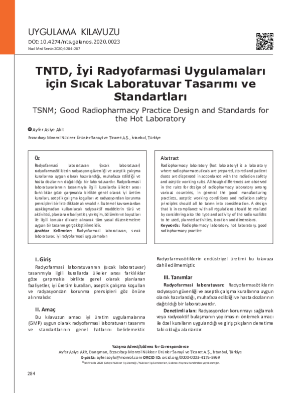 (PDF) TSNM; Good Radiopharmacy Practice Design and Standards for the ...