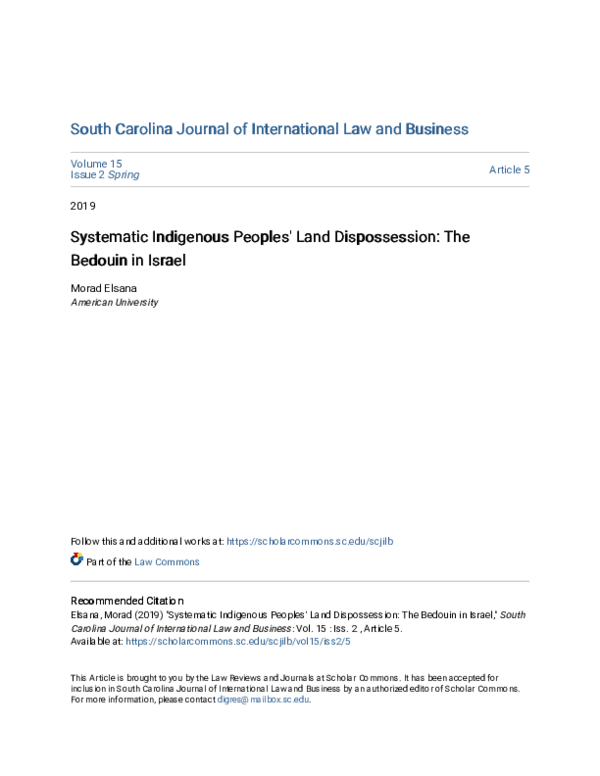 (PDF) Systematic Indigenous Peoples' Land Dispossession: The Bedouin in ...