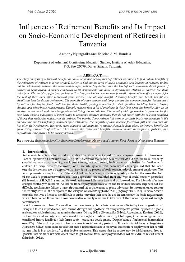 (PDF) Influence of Retirement Benefits and Its Impact on Socio-Economic ...