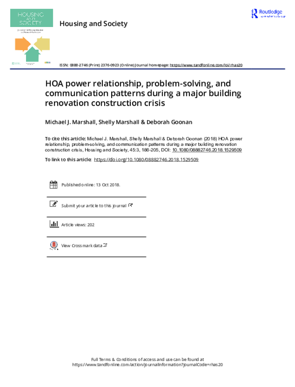 (PDF) HOA power relationship, problem-solving, and communication ...