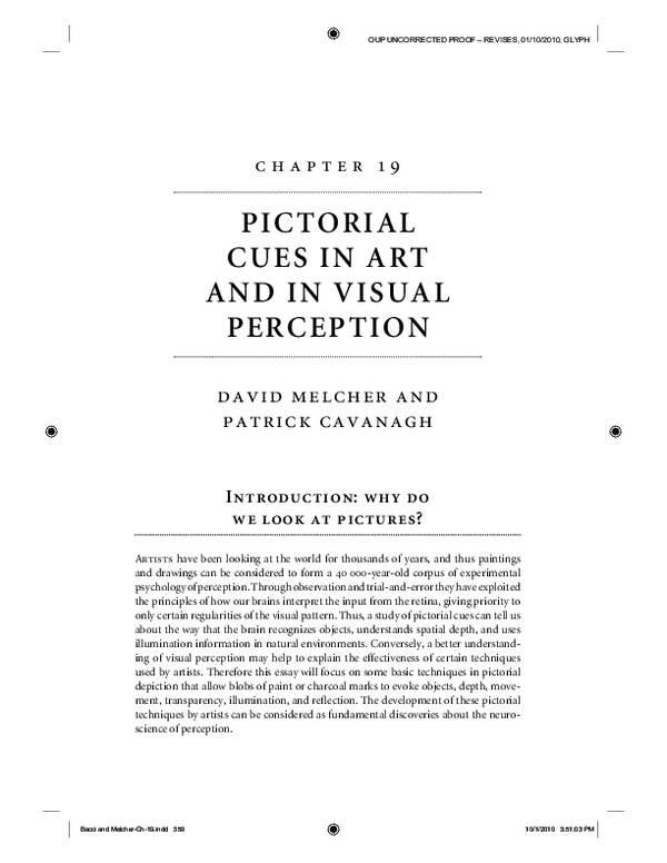 (PDF) Pictorial cues in art and in visual perception | Patrick Cavanagh ...
