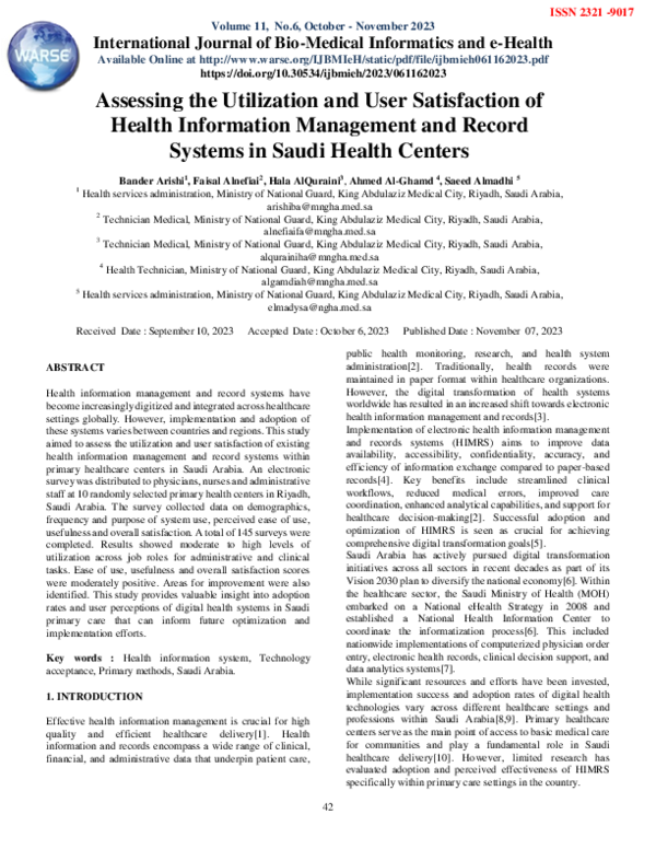 (PDF) Assessing the Utilization and User Satisfaction of Health Information Management and ...