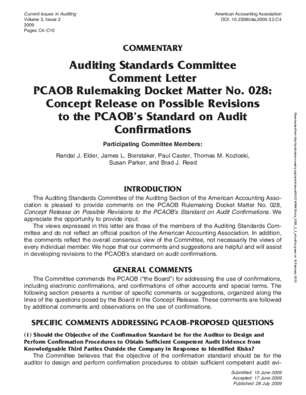 (PDF) Auditing Standards Committee Comment Letter PCAOB Rulemaking ...