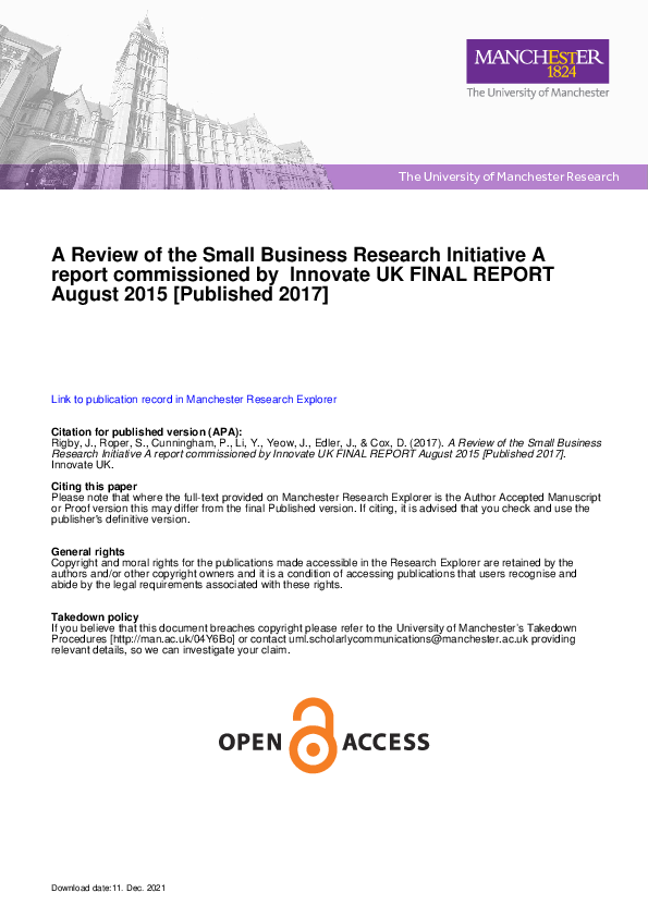 (PDF) A Review of the Small Business Research Initiative A report ...
