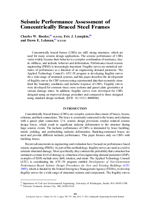 (PDF) Seismic performance assessment of concentrically braced steel ...