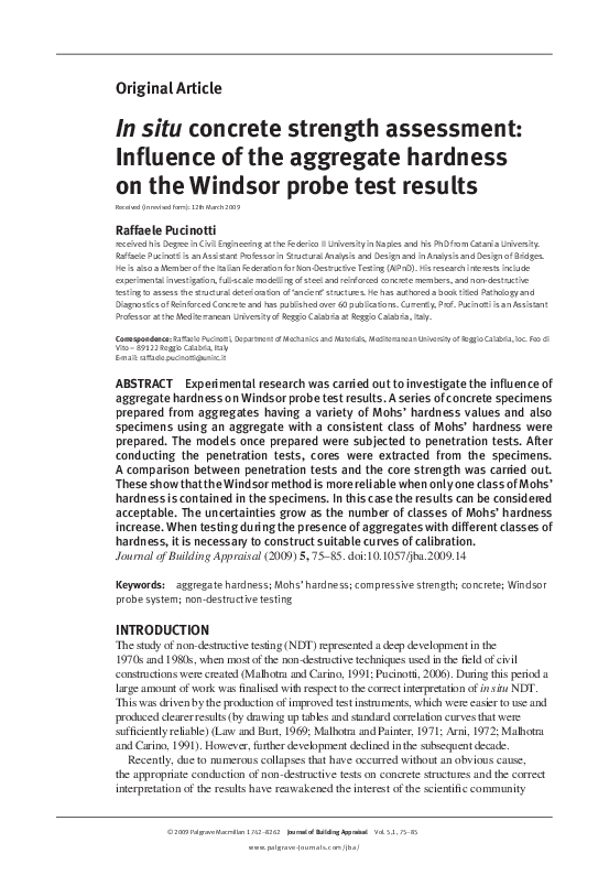 (PDF) In situ concrete strength assessment: Influence of the aggregate ...