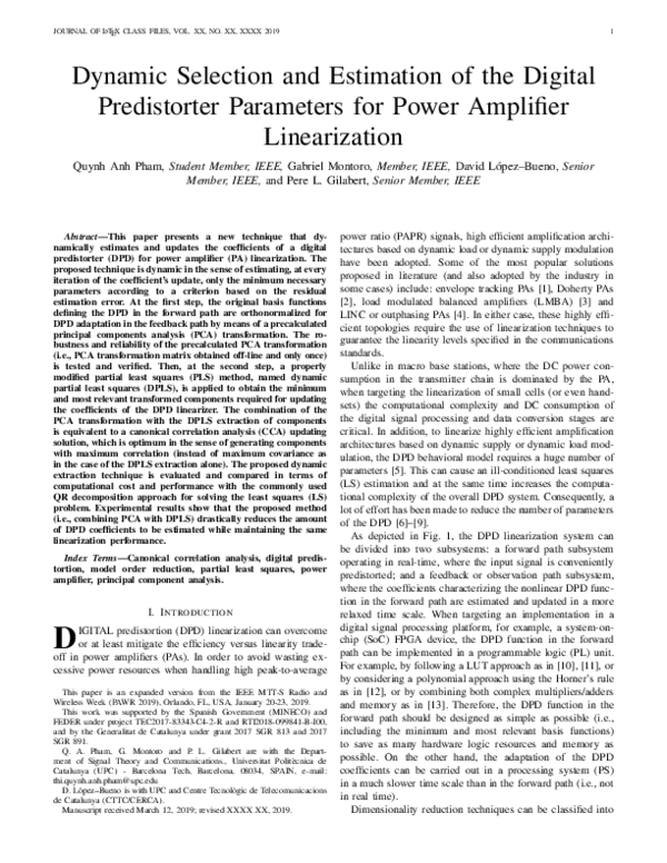 (PDF) Dynamic Selection and Estimation of the Digital Predistorter Parameters for Power ...