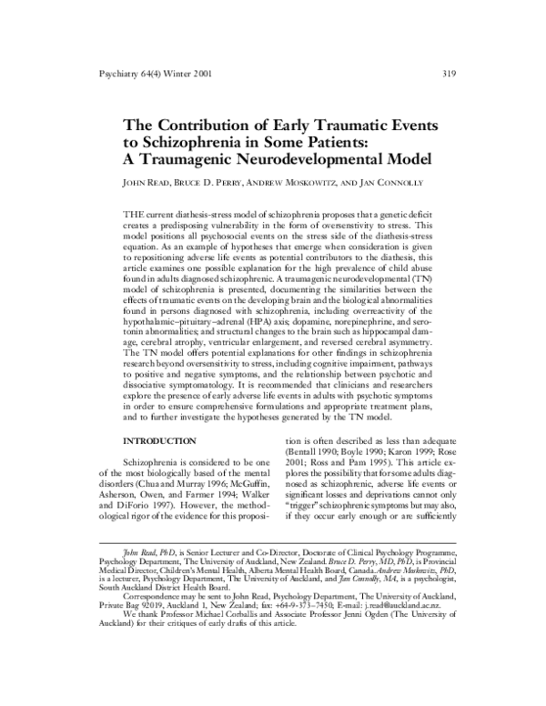 (PDF) The Contribution of Early Traumatic Events to Schizophrenia in ...