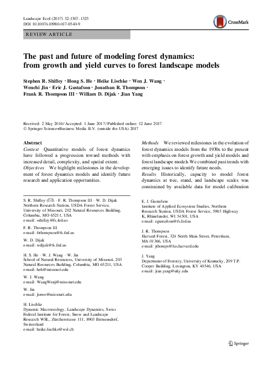 (PDF) The past and future of modeling forest dynamics: from growth and ...