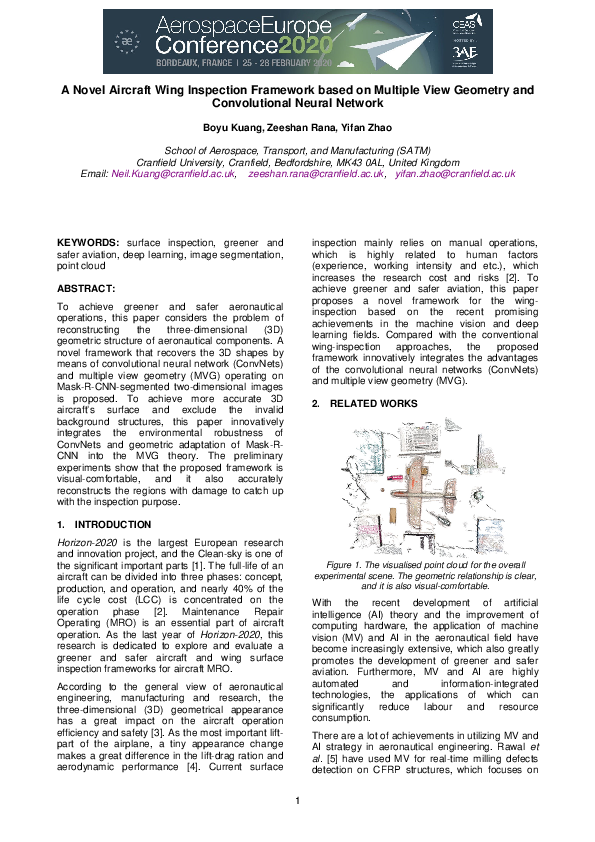 Pdf A Novel Aircraft Wing Inspection Framework Based On Multiple View Geometry And
