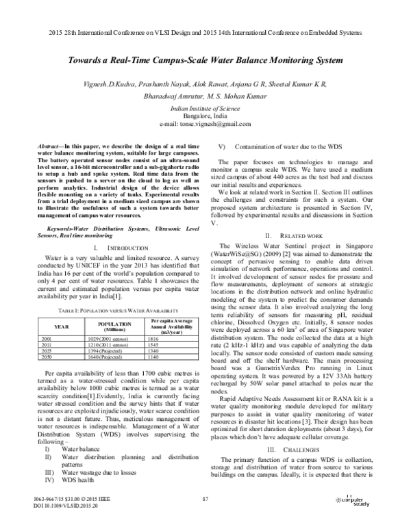 (PDF) Towards a Real-Time Campus-Scale Water Balance Monitoring System