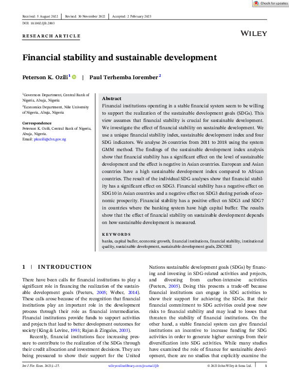 (PDF) Financial stability and sustainable development